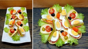 Канапе - закуска на праздничный стол на чипсах (3 вида)