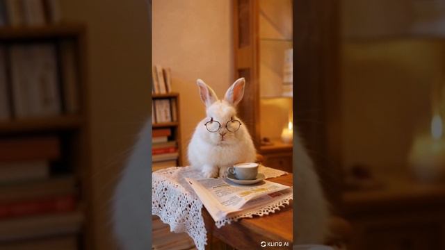 Умный Кролик с Очками на Чаепитии: Нейросетевое Искусство!