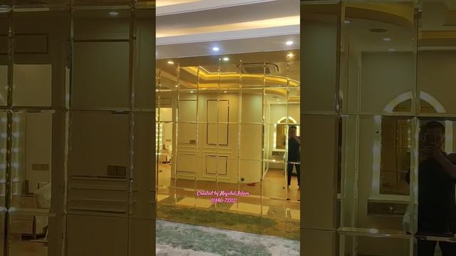 Golden Glass Design #glassdesign #parlorinterior #interior #walldesigns