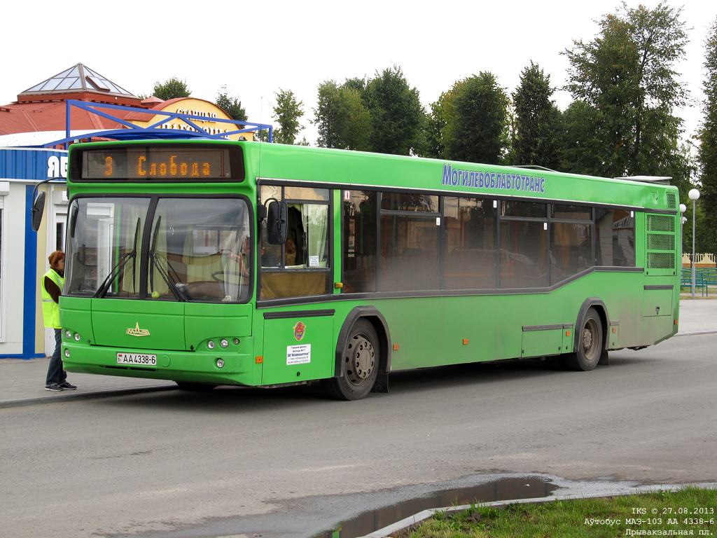 Автобус Горок МАЗ 103.465 АА 4338-6 Маршрут 3 Вокзал - Слобода