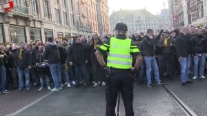 Dortmund fans marching through Amsterdam