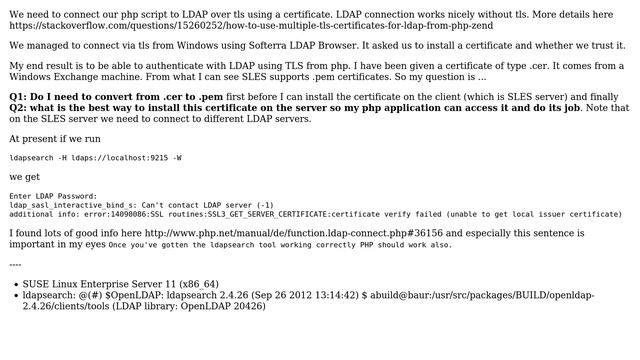 Unix & Linux: How to make ldapsearch working on SLES over tls using certificate | (3 Solutions ...