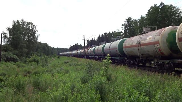 Электровоз 2ЭС5К-491 "Ермак" с грузовым поездом на перегоне Толоконцево - Киселиха