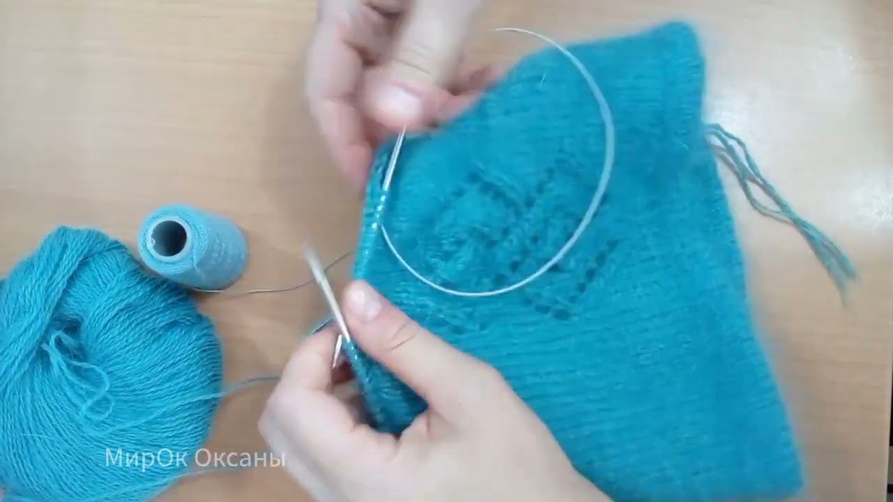 Шапка спицами/ангора/демо