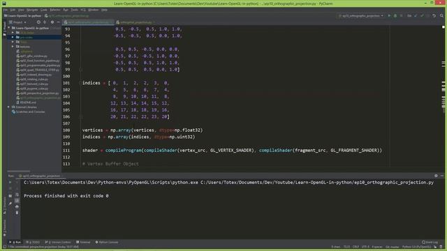 OpenGL in python e10 - orthographic projection – смотреть онлайн видео ...