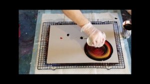 #445 Twin Ring Pours In Red, Black And Gold