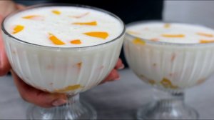 Кефирный десерт без выпечки с фруктами