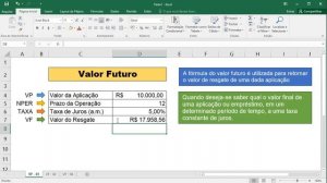 VF - Como Usar a Função Valor Futuro para Renda Fixa no Excel