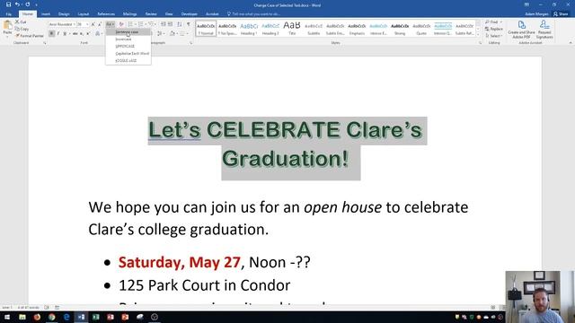 Word 2016 - Change Case - How to Capitalize Letters - Capital to Small ...