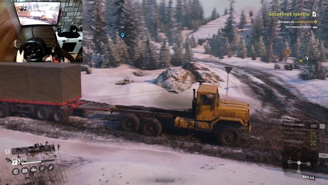 SnowRunner тяну брошенный груз из реки