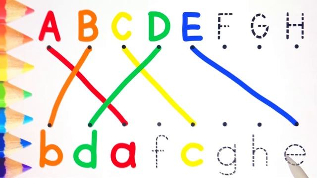 Trace the alphabet ABCDEFGH, connect letters with lines | Writing ...
