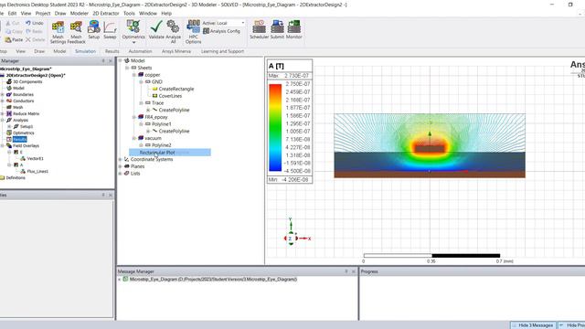 Designing a parametric microstrip and generate an Eye Diagram in Ansys Electronics Student Version