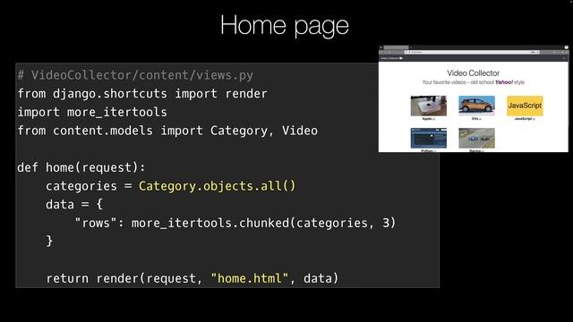 18. View for the home page