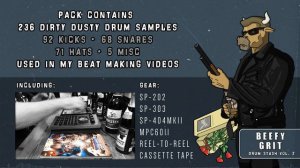 BEEFY GRIT DRUM STASH, VOL. 2 | Sample Pack [Lo-Fi Boom Bap Drum Kits]