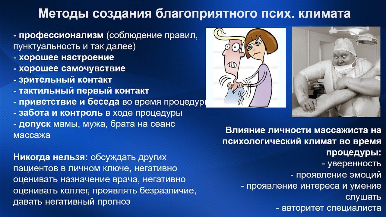 1.05 Особенности пациента. Психологический микроклимат | Классический массаж. Цикл 1