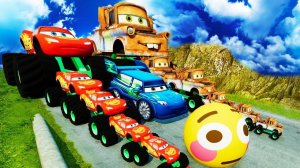 Pixar Cars vs Monster Truck  &  Big & Small LIGHTNING McQUEEN &  in BeamNG.drive