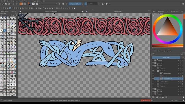 Krita - отрисовка узоров в черным аутлайном