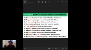 GRAMMAR PAST CONTINUOUS AFFIRMATIVE SENTENCES, Easy English conversation, English practice.