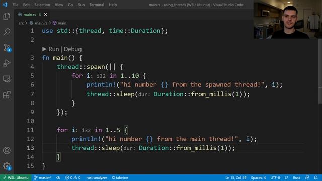 28. Concurrency in Rust - Creating Threads