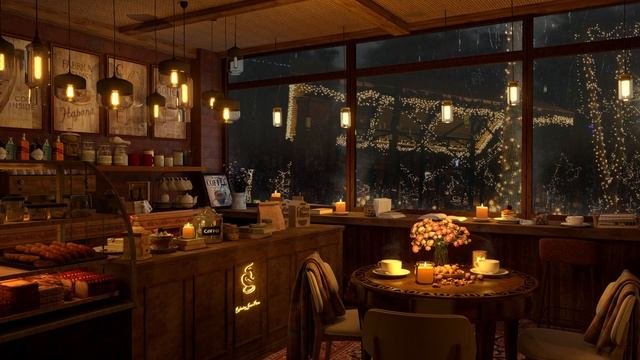 4K Cozy Coffee Shop - Relaxing Jazz Piano to Study and Work