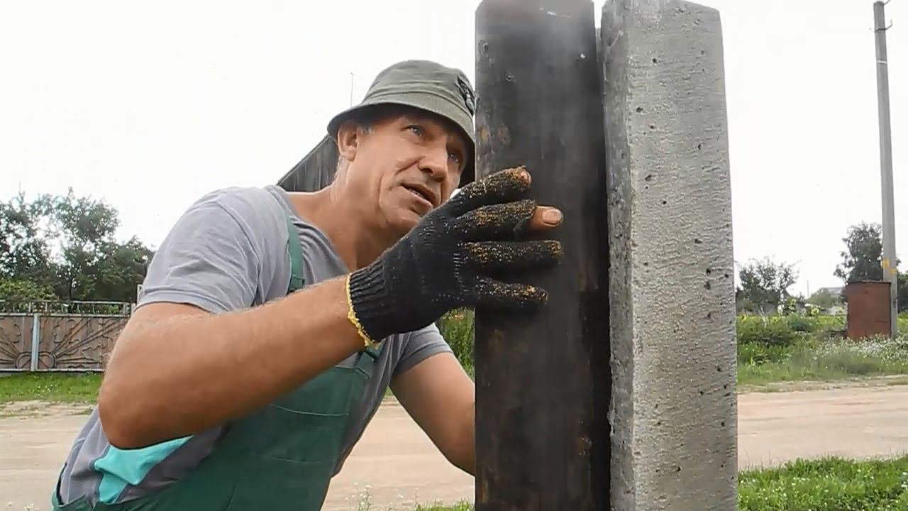 Установка железобетонного забора ч.8