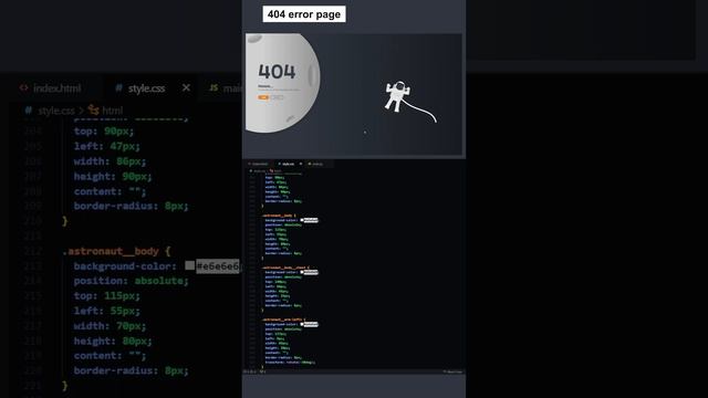 404 error page (HTML, CSS, JS) #frontenddev #404 #webdeveloper #webdev