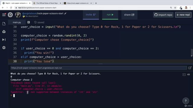 Day 4 - Randomisation and Python Lists - 8 Day 4 Project_ Rock Paper ...