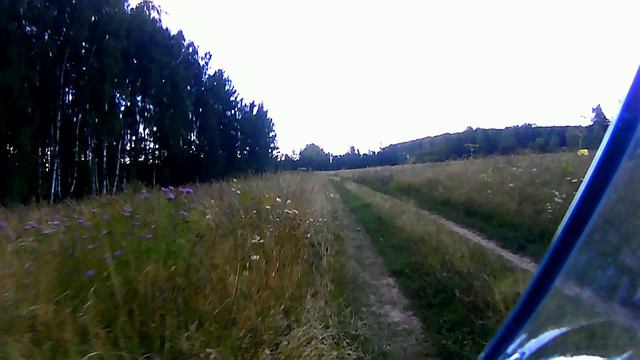 По полям.