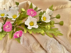 Полевые цветы из фоамирана (ромашки, гвоздики)/ Wildflowers from foamiran (daisies, carnations)