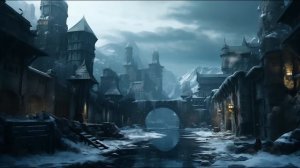 Cold Winter Fantasy Town Ambience and Music _ Frostholm - cold northern town