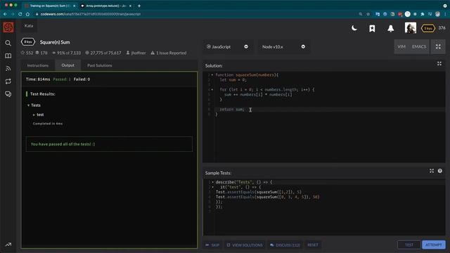Kata: Resolve Square(n) Sum with JavaScript – смотреть онлайн видео от ...