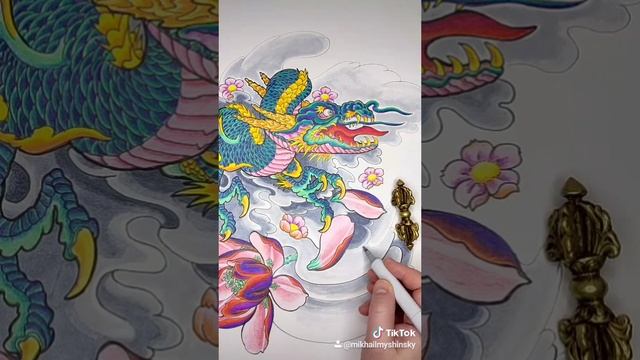 эскиз дракона для тату