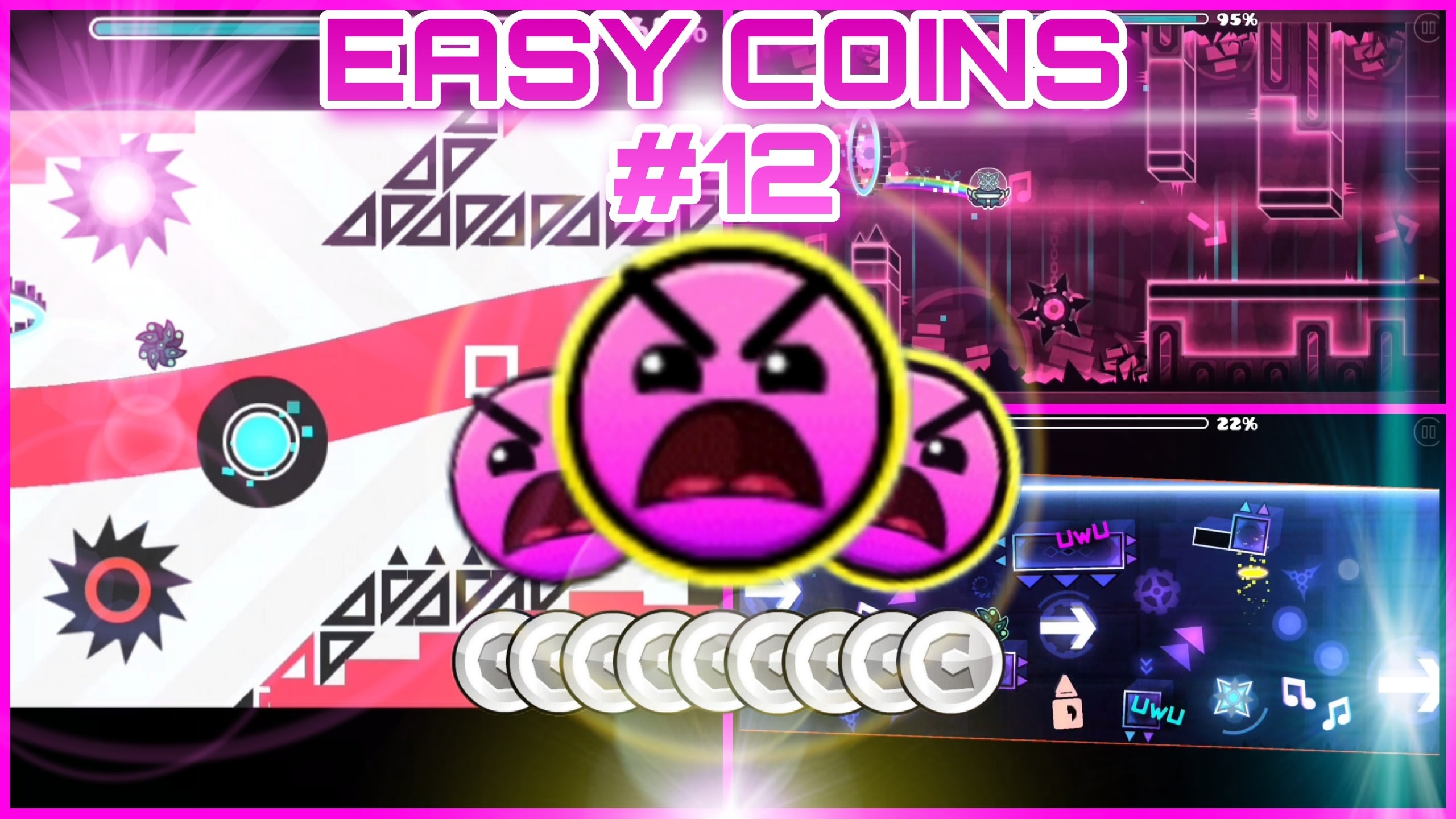 EASY COINS #12: UwU II by KumoriGD, COMPACT by espre, sanctity by Jakedoggd | Geometry Dash
