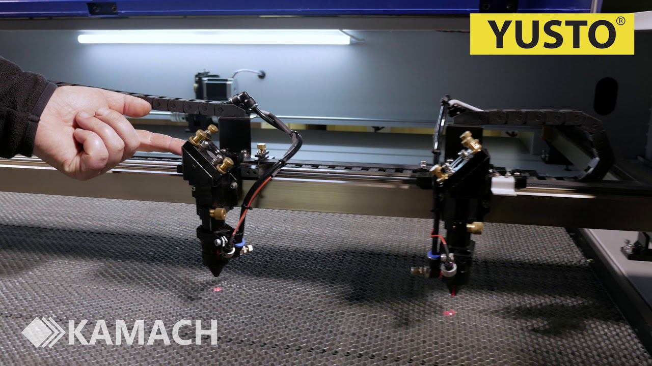 Регулировка расстояния между лазерными головка на лазерном станке KAMACH TEX