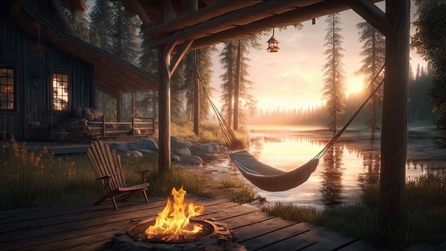Насладитесь безмятежностью на закате - Расслабьтесь в гамаке у озера в атмосфере потрескивающего кам