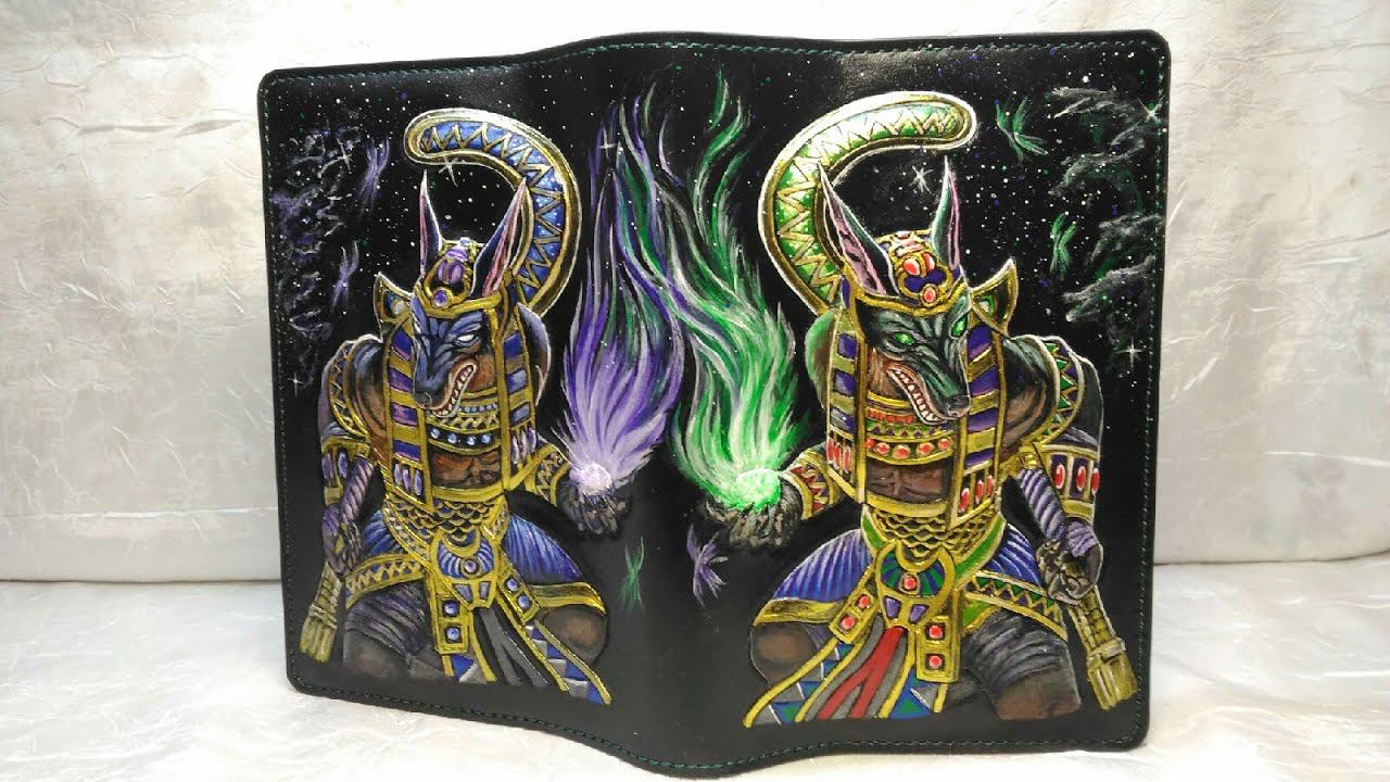 Обложка для ежедневника. СКСтиль. Изделия из кожи. Анубис, Анкх, Скарабей...