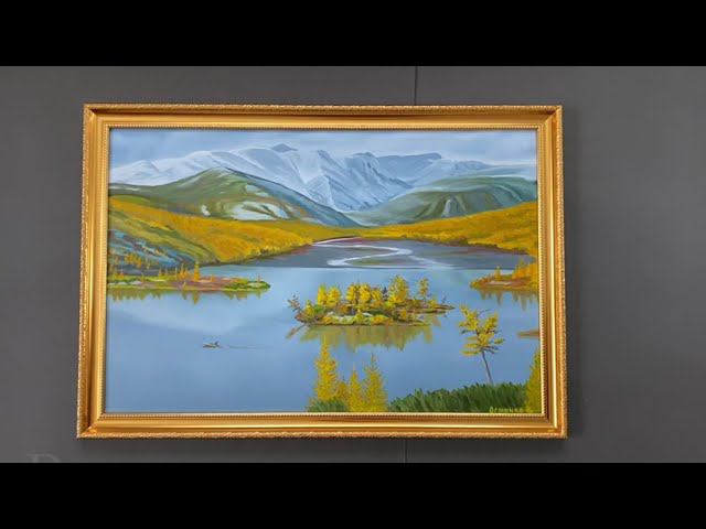 Картина в раме «Озеро танцующих хариусов», 46х65 см, масло