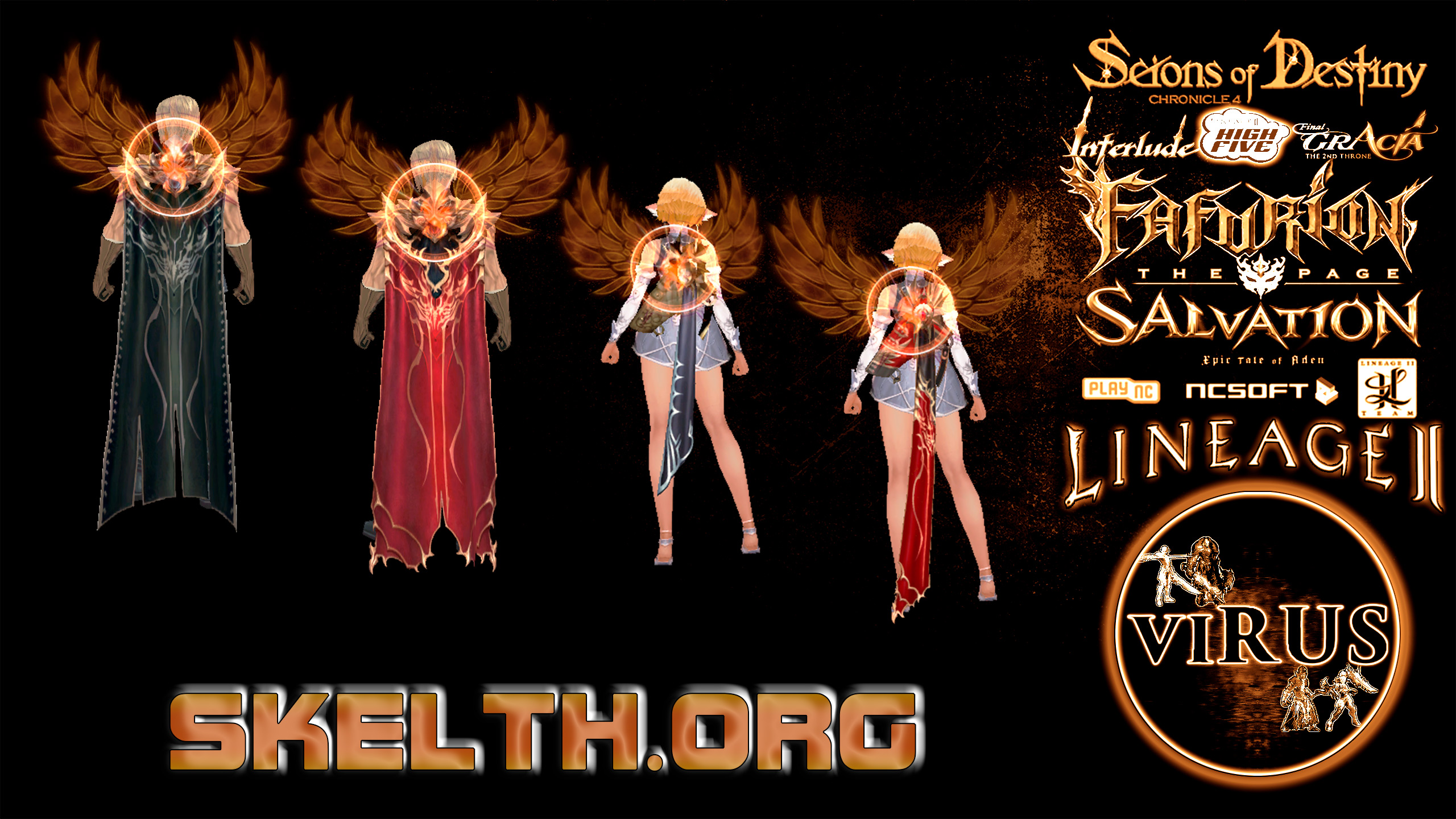 Set of Cloaks with Animated Logo for www.Skelth.Org server. LINEAGE II-ESSENCE ◄√i®uS►