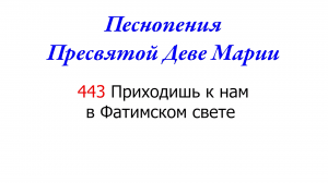443 Приходишь к нам в Фатимском свете