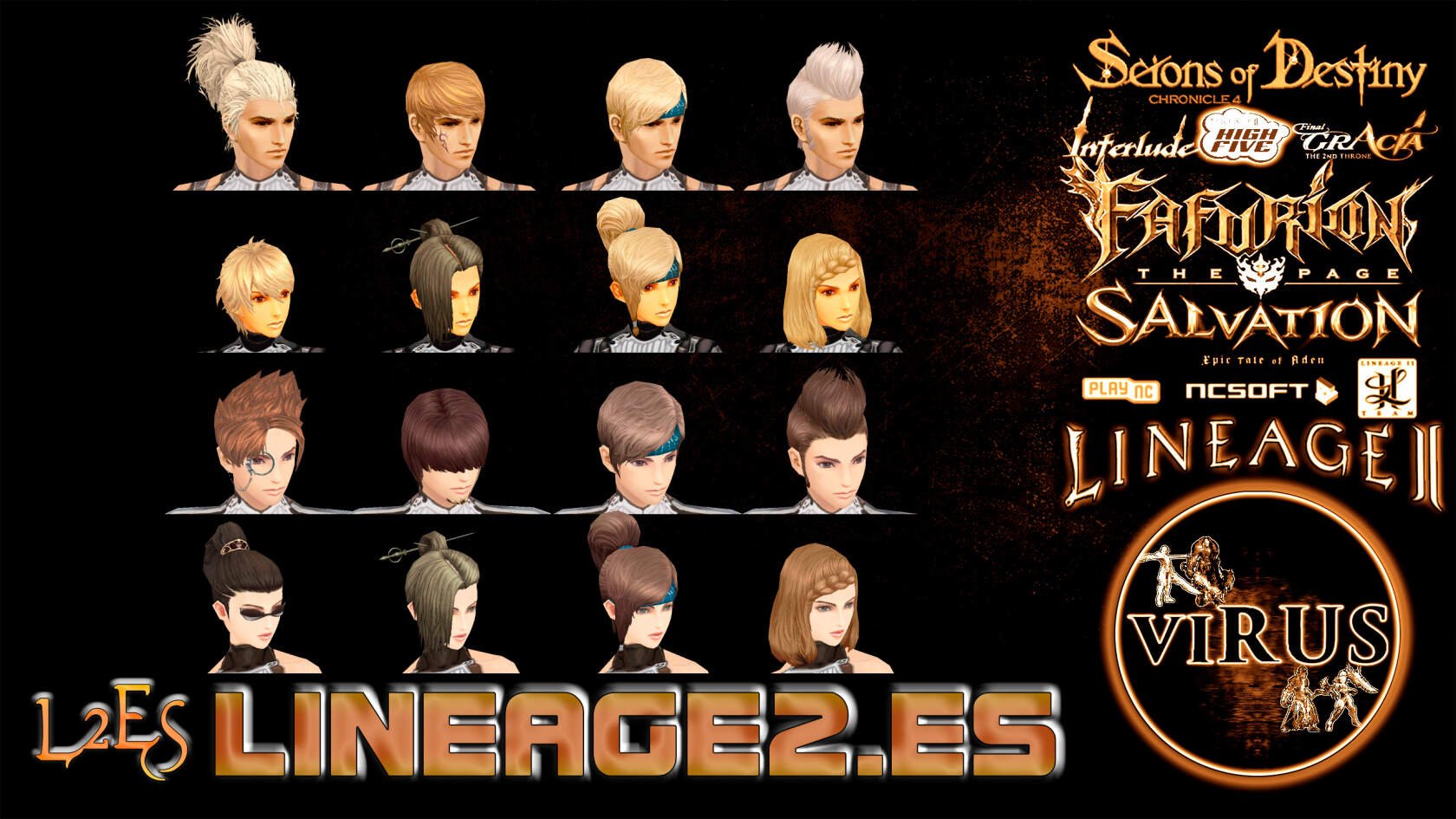 Hairstyle set 01 for www.Lineage2.Es server. High Five Chronicles ◄√i®uS►