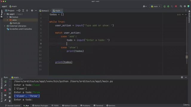 028. ▶️ Todo List View and Program Exit #match-case