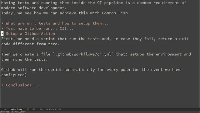 Unit Tests and CI with Common Lisp and Github Actions