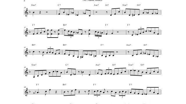 Sheet Music Barry Harris  No Name Blue solo transcription