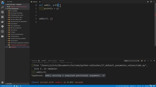 02 - A Full Python Refresher - 019 Default parameter values