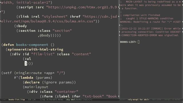 Dynamic Page With HTMX and Common Lisp