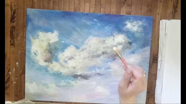Рисуем облака акрилом. Художница О. Ухмылина