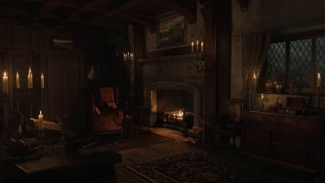 Rain & Thunderstorm Sounds _ Crackling Fireplace _ 3 hours