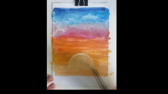 Рисуем пейзаж, закат в лесу, легко и просто