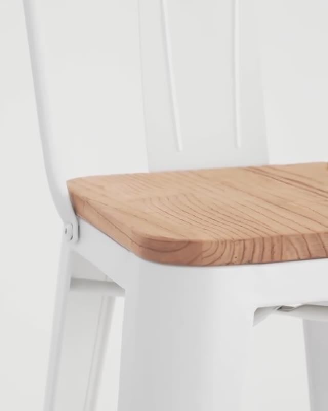 Стул барный TOLIX WOOD со спинкой в стиле лофт