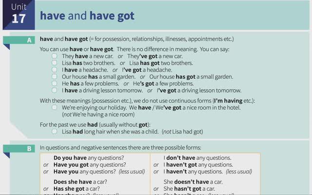 17. Have, have got